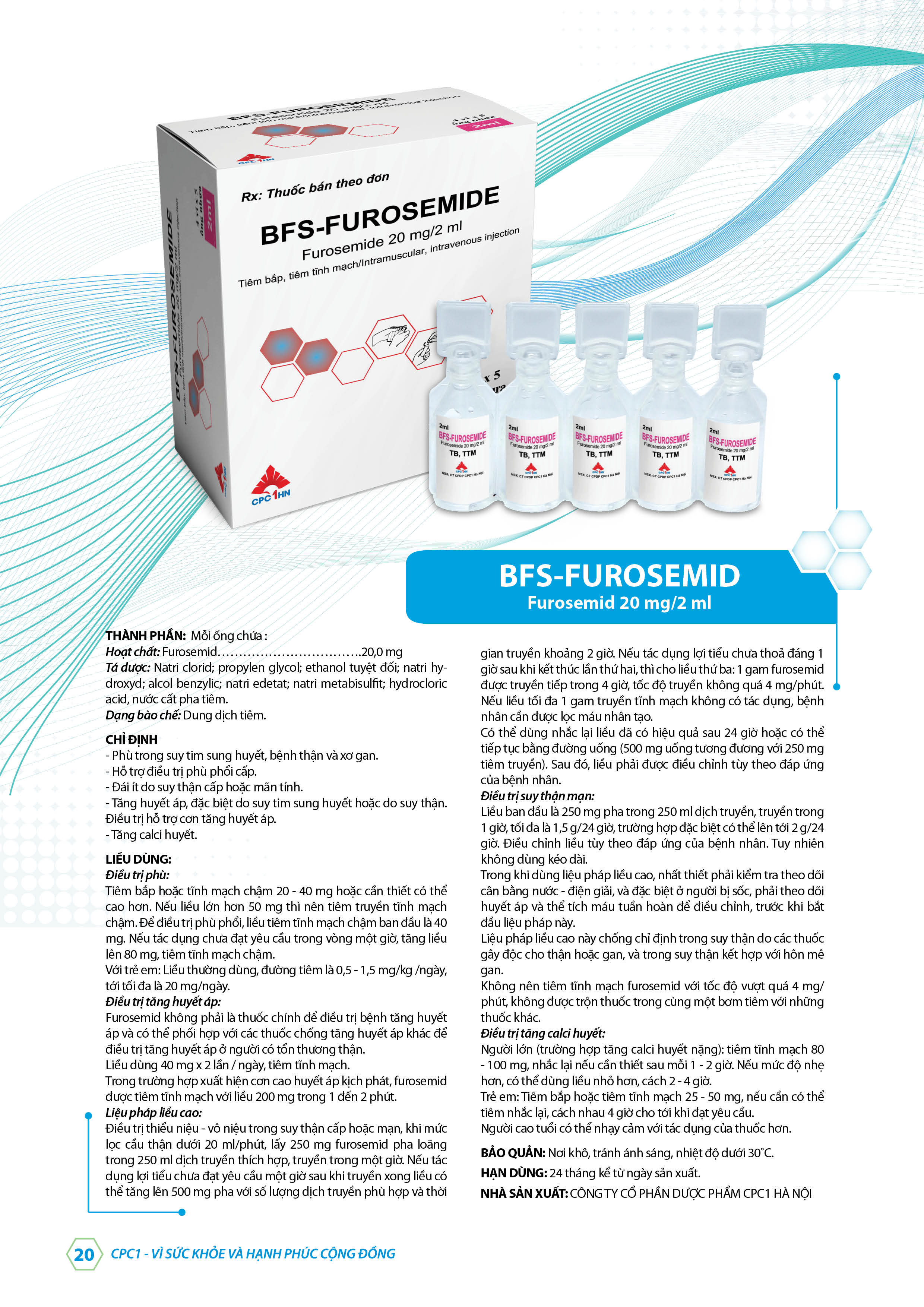 BFS-Furosemide 20mg/2ml :: Công ty Cổ phần Dược Phẩm Trung Ương CPC1